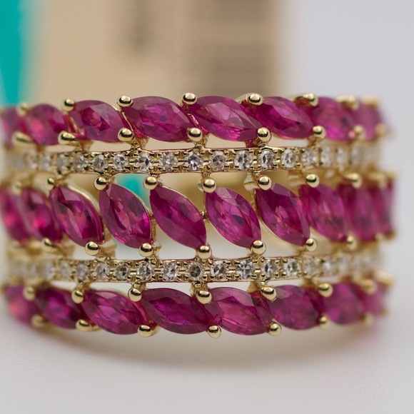 Effy | Jewelry | New Effy 4k Yellow Gold Ruby And Diamond Ring | Poshmark